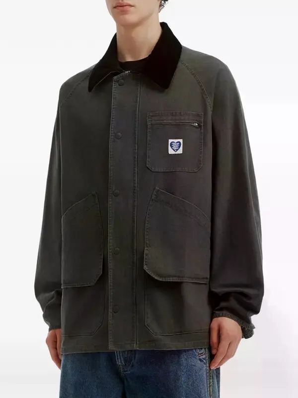 FINGERCROXX Corduroy-collar Patch-pocket Jacket