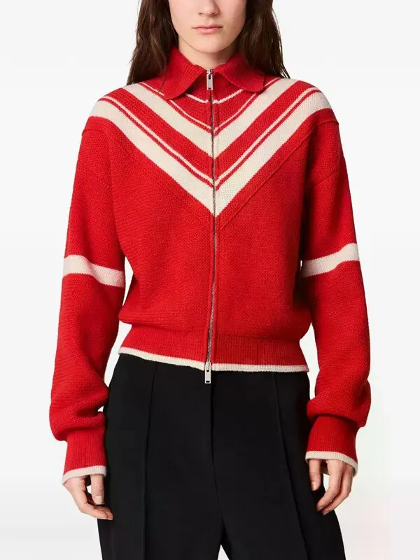Stella McCartney Collared Zipper Knit Jacket - Red