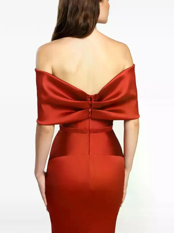 CRISTALLINI Syra Off-shoulder Maxi Dress