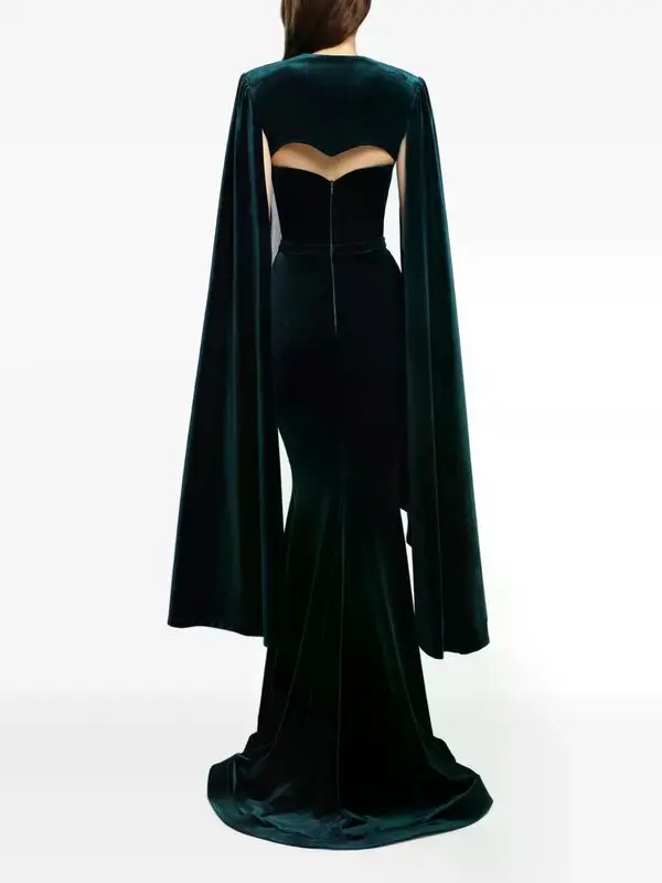CRISTALLINI Vivienne Cape-detail Maxi Dress - Green