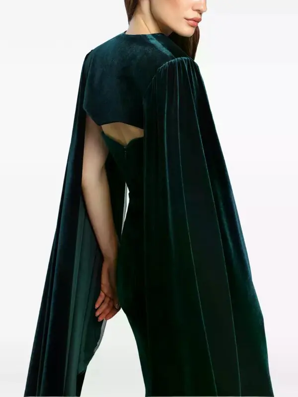 CRISTALLINI Vivienne Cape-detail Maxi Dress