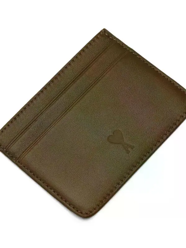 AMI Paris Cowhide Leather Card Holder With De Coeur