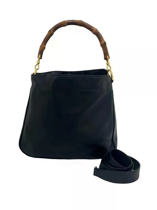 Gucci 20th Century Leather Bamboo Satchel - Black