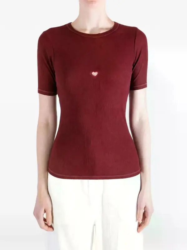 BASERANGE Ribbed Heart-cutout T-shirt