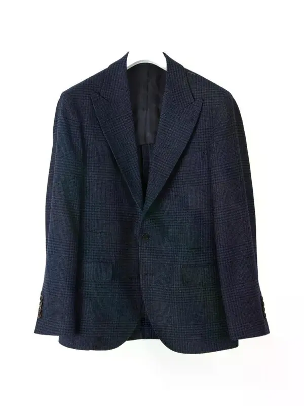 Brunello Cucinelli Prince Of Wales Check Single-breasted Blazer - Blue