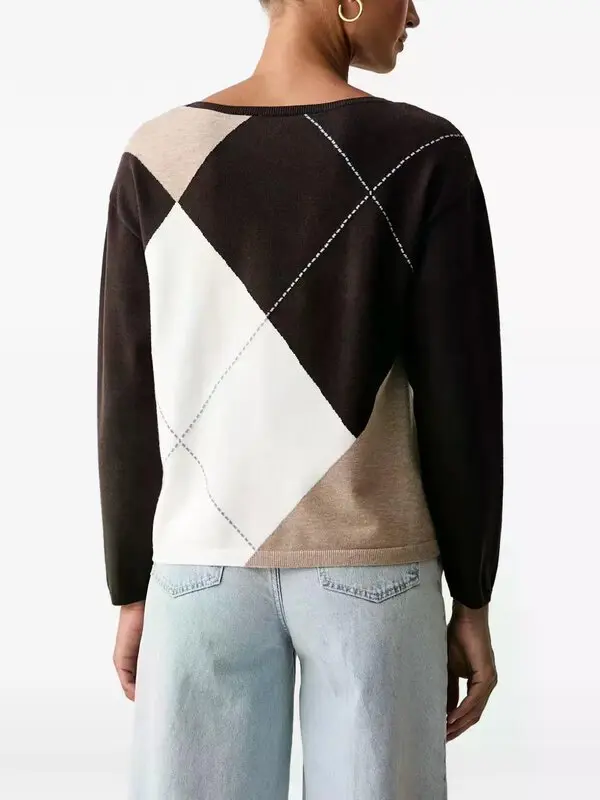 Joseph Ribkoff Argyle Boat-neck Sweater
