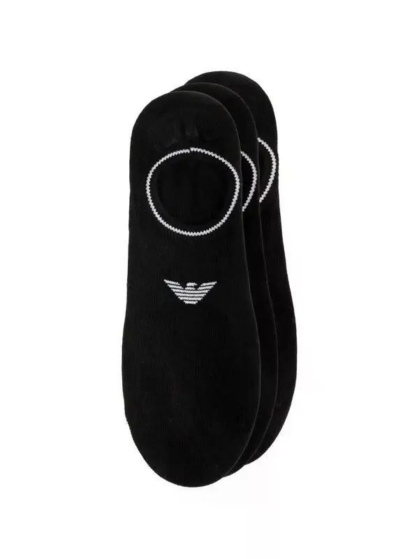 Emporio Armani No-show Socks With Embroidered Logo - Black