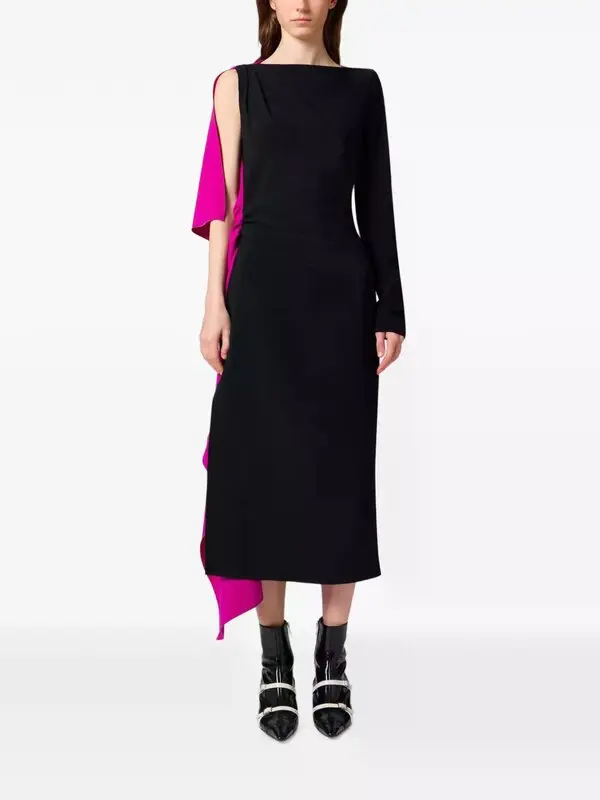 MSGM Asymmetrical Draped Midi Dress