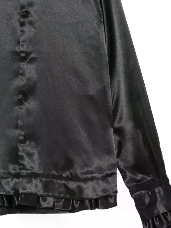Noir Kei Ninomiya Ruffled Trim Satin Shirt - Black