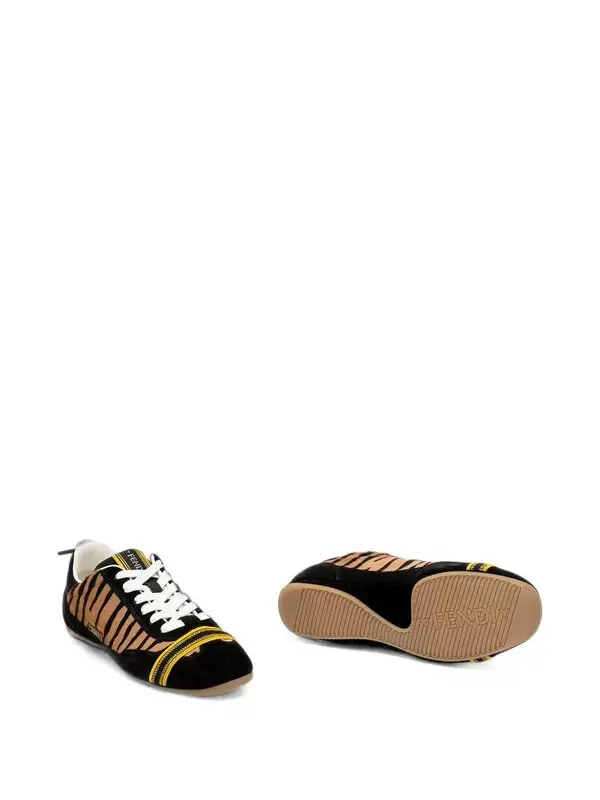 Fendi Tiger Print Panelled Sneakers