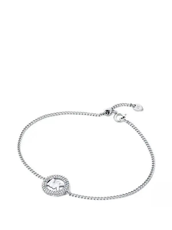 Michael Kors Crystal-embellished Logo-plaque Bracelet - Silver