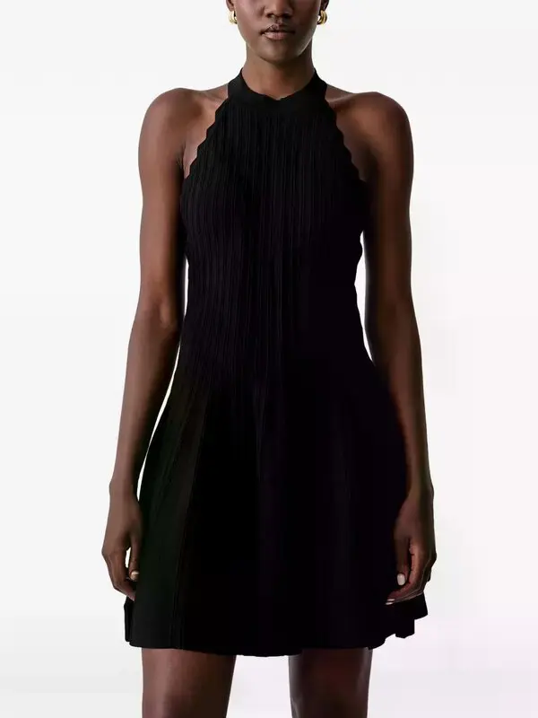 MORGAN Scalloped-edge Ribbed-knit Mini Dress