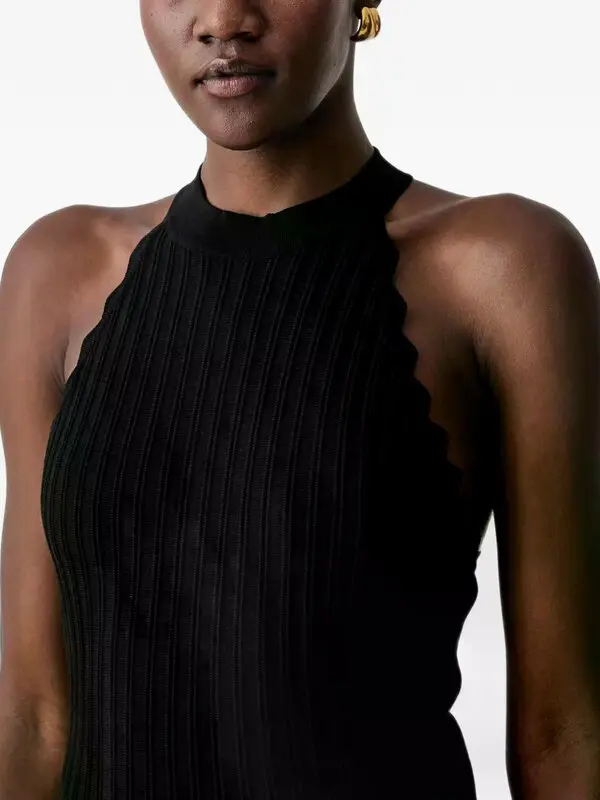 MORGAN Scalloped-edge Ribbed-knit Mini Dress