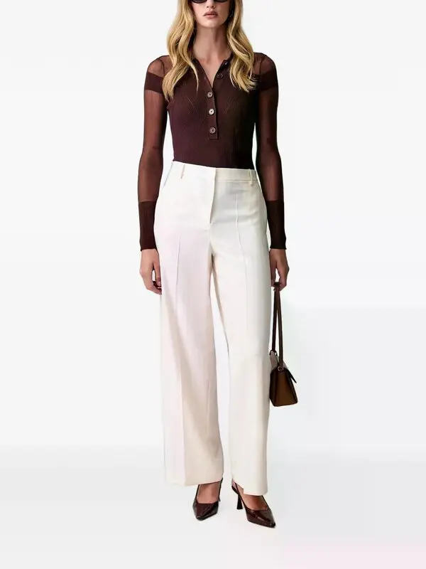 Patrizia Pepe Sheer-panelled Knitted Bodysuit - Brown