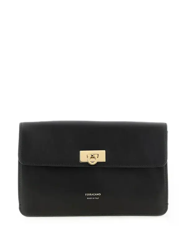 FERRAGAMO Flat Gancini Minibag - Black