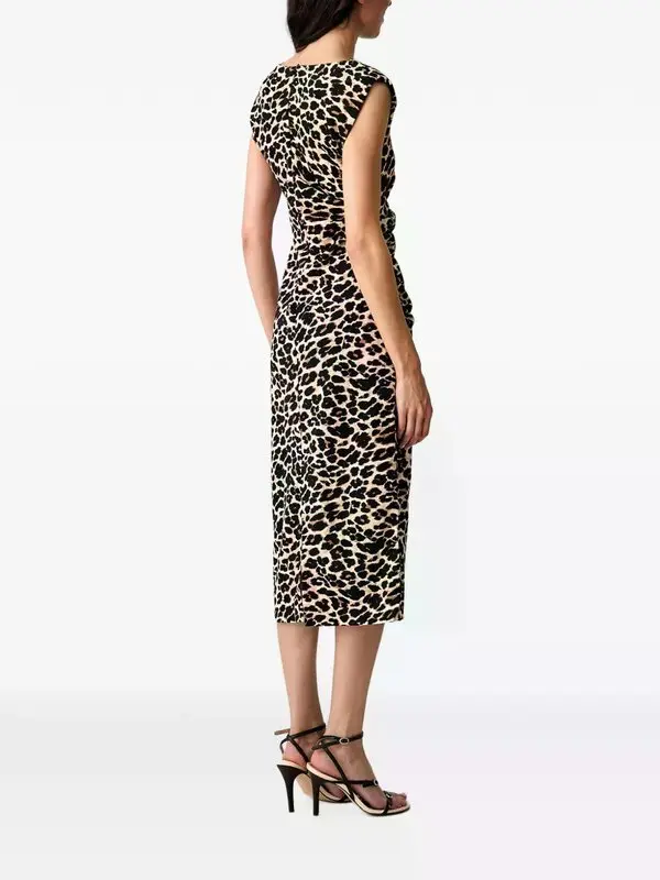 MORGAN Leopard-print Ruched Midi Dress