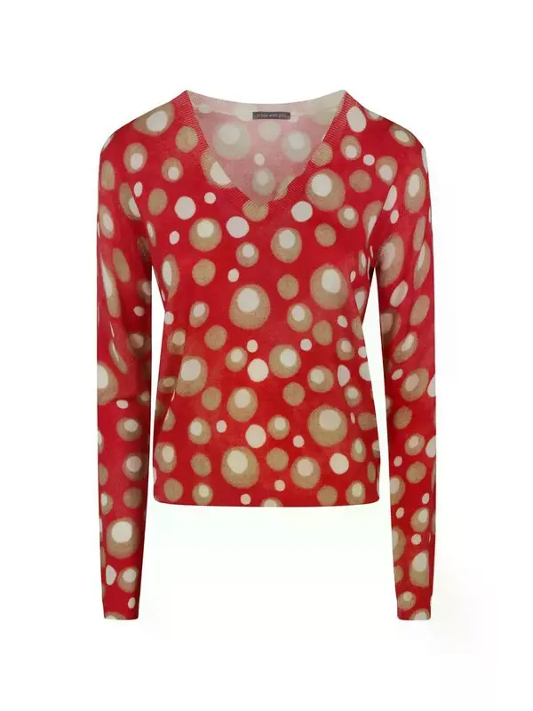 IN BED WITH YOU Polka-dot V-neck Sweater - Red