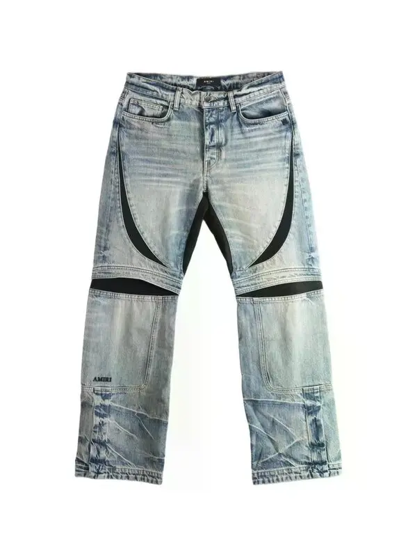 Amiri Panelled Distressed Jeans - Blue