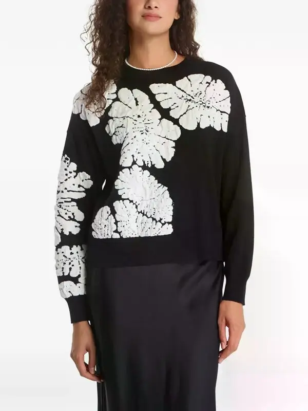 Desigual Leaf-intarsia Crew-neck Sweater