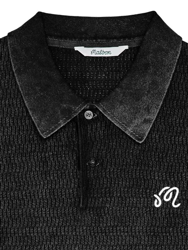 MALBON Brickwork Textured Polo Shirt