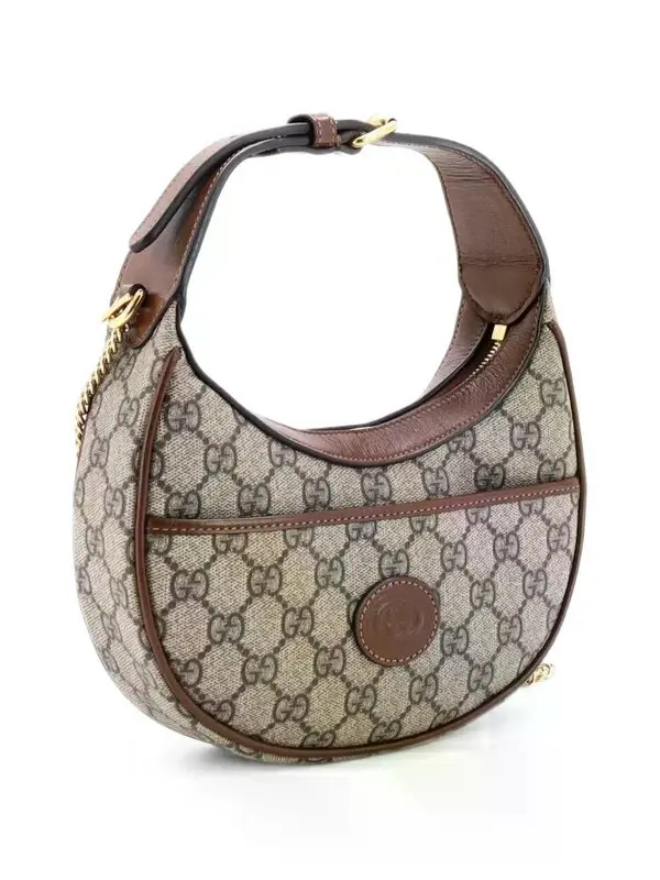 Gucci Interlocking G Patch Half Moon Gg Coated Canvas Mini Hobo Bag