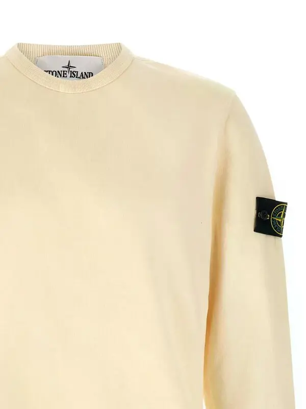 Stone Island 6100049 Brushed Organic-cotton Fleece Regular-fit Crew-neck Sweatshirt With Ribbed Inserts - Neutrals