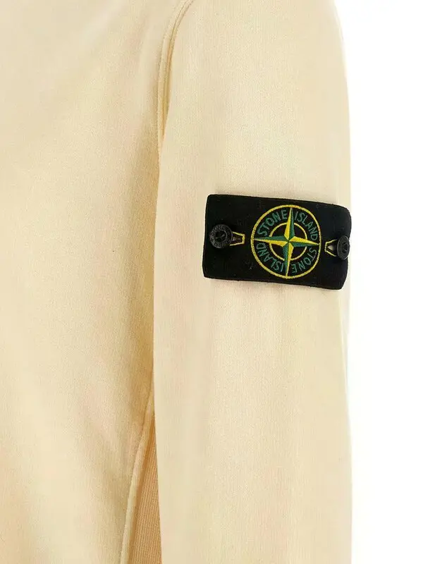 Stone Island 6100049 Brushed Organic-cotton Fleece Regular-fit Crew-neck Sweatshirt With Ribbed Inserts - Neutrals