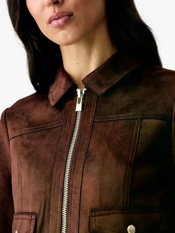 MORGAN Suede-effect Zip-up Jacket
