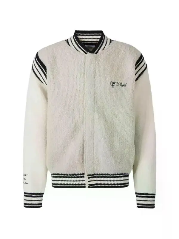 Off-White Logo-embroidered Striped-trim Jacket - Neutrals