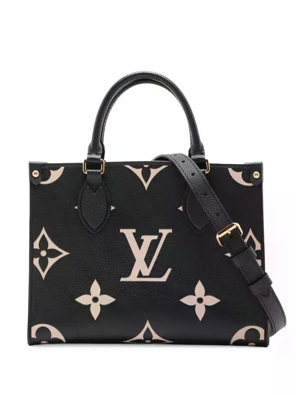 LOUIS VUITTON 2021-2026 Bicolor Monogram Empreinte Giant Onthego Pm Satchel - Black