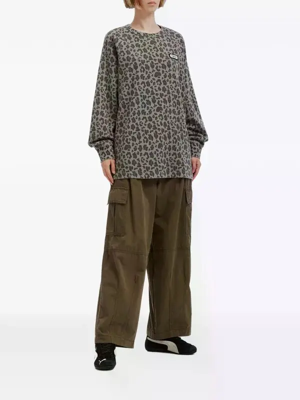 FINGERCROXX Leopard-print Waffle-knit T-shirt