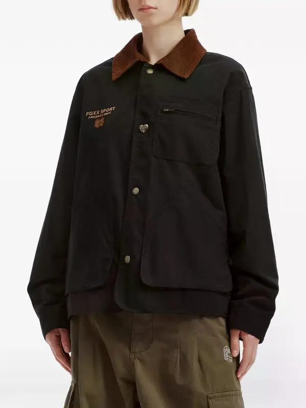 FINGERCROXX Corduroy-collar Logo-print Jacket