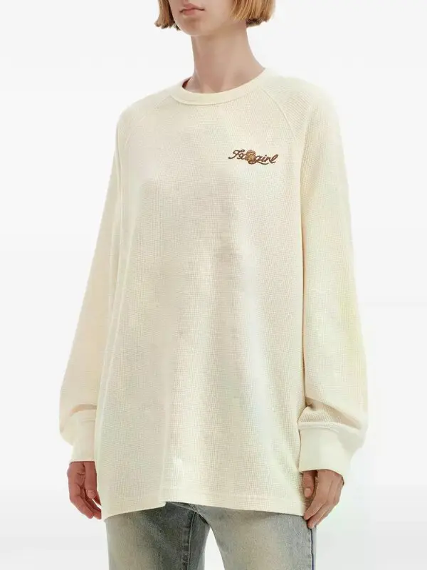 FINGERCROXX Waffle-knit Raglan-sleeve T-shirt