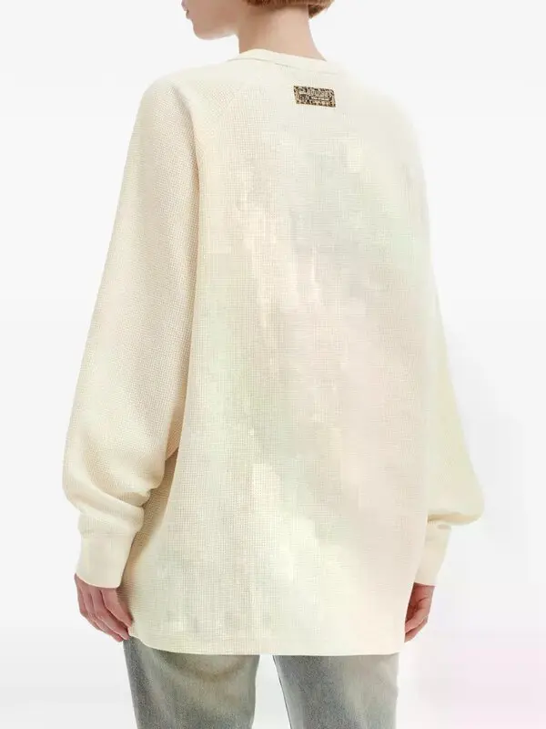 FINGERCROXX Waffle-knit Raglan-sleeve T-shirt