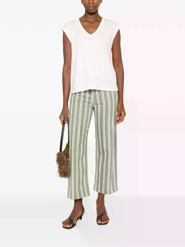 MAISON123 Rose Vertical-stripe Cropped Jeans