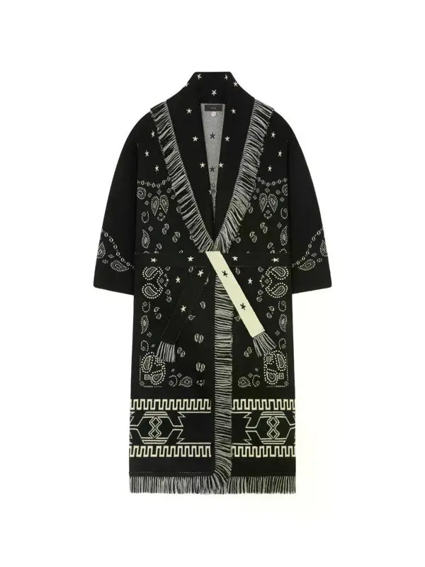 Alanui Bandana Jacquard Fringed Coat
