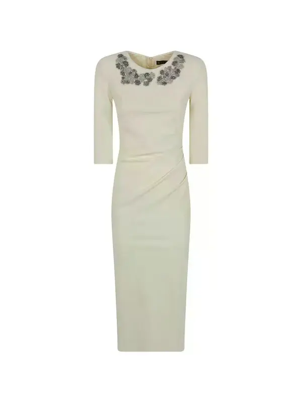 Chiara Boni La Petite Robe Beaded Ruched Midi Dress - Neutrals