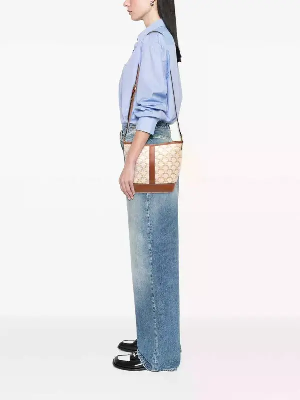 Celine 2023 Small Triomphe Coated Canvas Bucket Bag