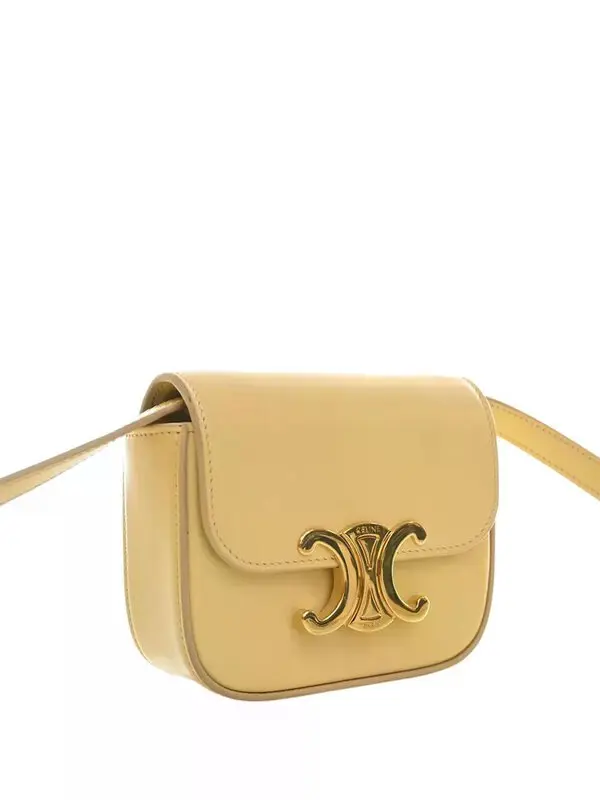 Celine 2022 Mini Shiny Calfskin Triomphe Crossbody Bag