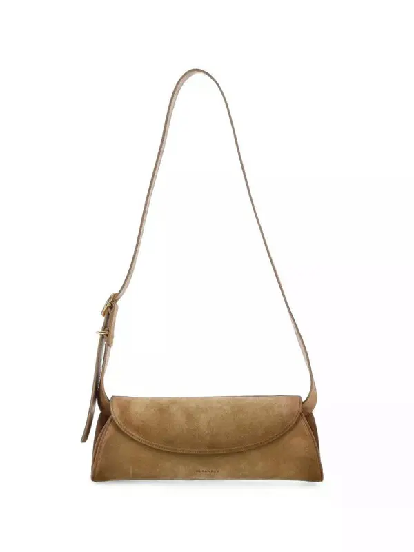 JIL SANDER Suede Foldover Shoulder Bag - Brown