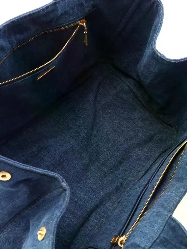 Prada 2010-2026 Denim Canapa Logo Tote Satchel