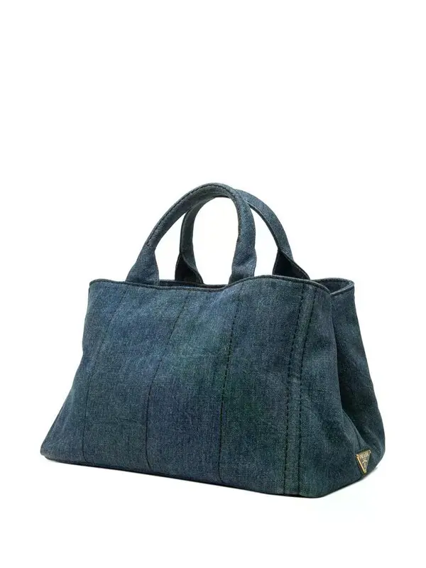 Prada 2013-2026 Denim Canapa Logo Tote Satchel