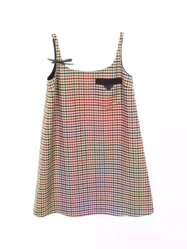 Prada 2010s Check-print Sleeveless Mini Dress - Neutrals