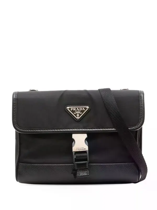 Prada 2013-2026 Saffiano Trimmed Re Nylon Smartphone Case Shoulder Bag - Black