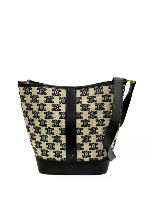 Celine 2021-2026 Small Triomphe Embroidered Canvas Bucket Bag