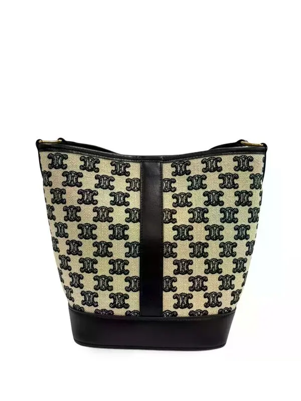 Celine 2021-2026 Small Triomphe Embroidered Canvas Bucket Bag