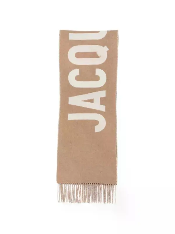 Jacquemus Logo-intarsia Fringed Scarf - Neutrals