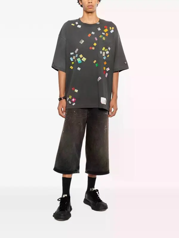 Mihara Yasuhiro Sticker-print Distressed T-shirt