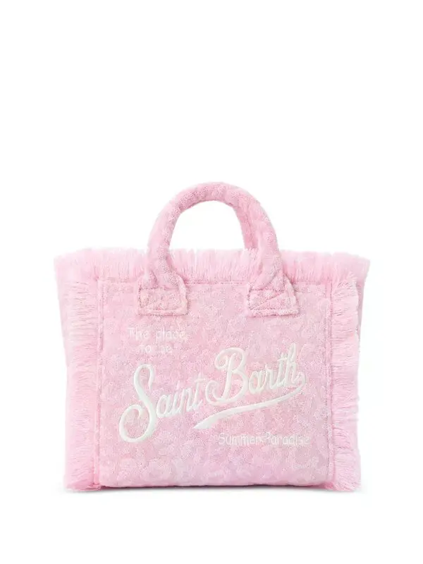 MC2 SAINT BARTH Leopard-embossed Fringed Mini Tote Bag - Pink