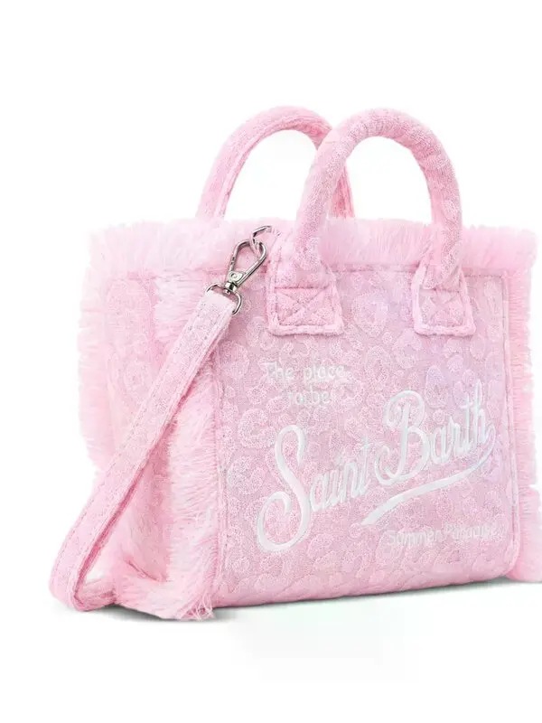 MC2 SAINT BARTH Leopard-embossed Fringed Mini Tote Bag